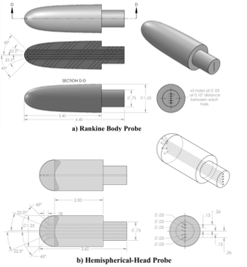 Comparing a 3-d printed hemispherical-head and Rankine-body probe ...